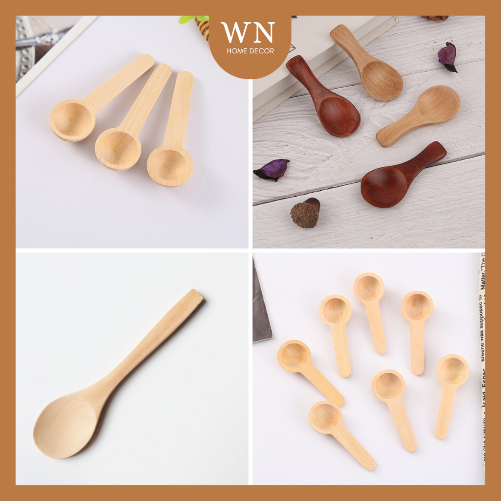Small Wood Mini Spoon Wooden Sudu Kayu Condiment 木制勺子 Sugar Salt ...