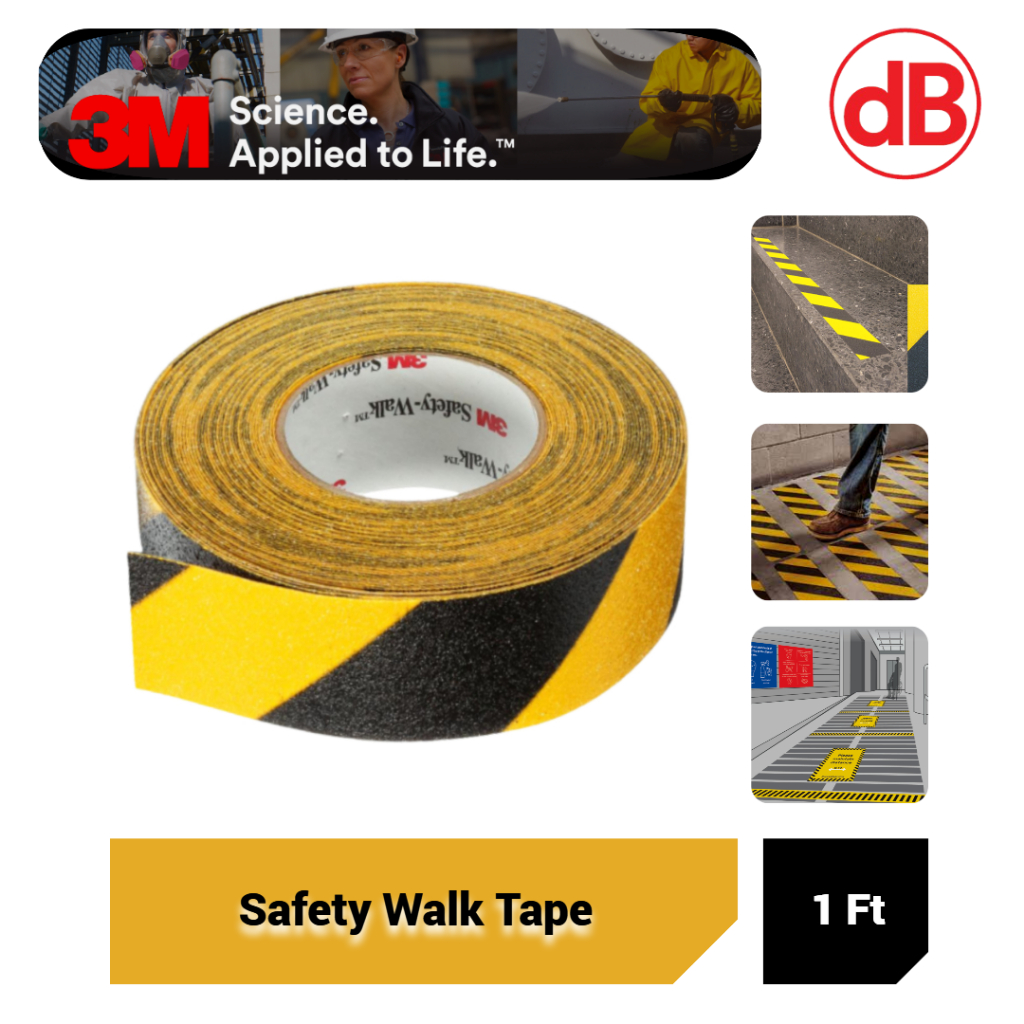 3M Safety-Walk 613 Slip-Resistant General Purpose Tapes and Treads, Black/Yellow Stripe (sell by ...