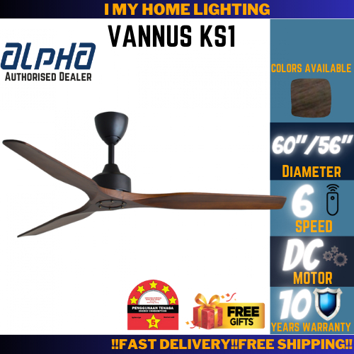 Alpha Vannus KS1 3B Ceiling Fan 56 60 DC Motor 3 blade Wood with remote ...