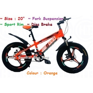 BEGOOD HTG Basikal size 20" SPORT RIM , DISC BRAKE Tayar lebih LEBAR ...