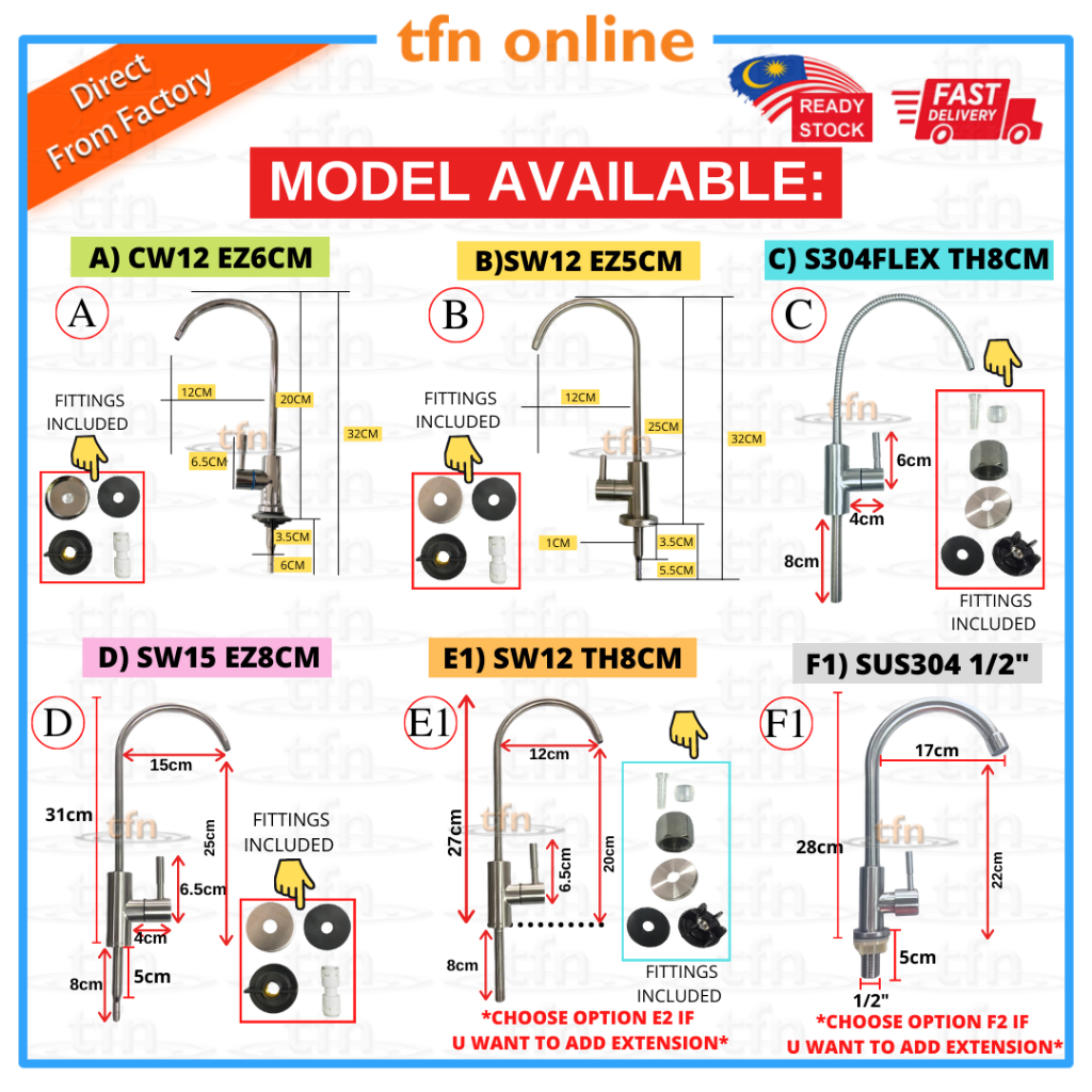 TFN Stainless Steel SUS304 Chrome Kitchen Water Filter Faucet, Water ...