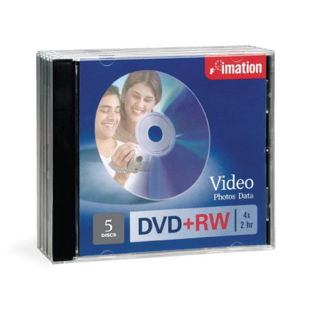 Imation DVD+RW 4.7GB (5pcs/pack) Re-Writable Blank Disc Media with ...