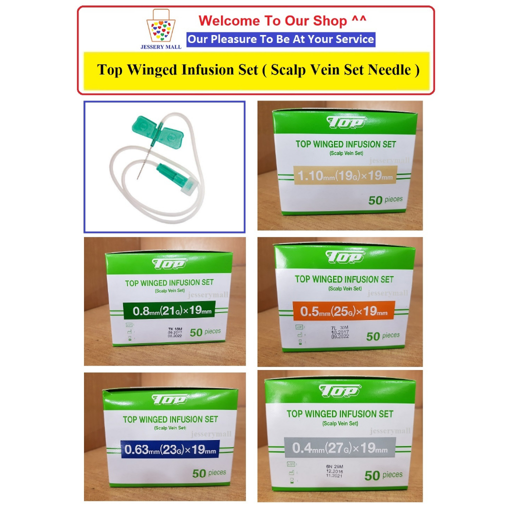 TOP WINGED INFUSION SET (SCALP VEIN SET NEEDLE) 19G, 21G, 23G, 25G, 27G ...