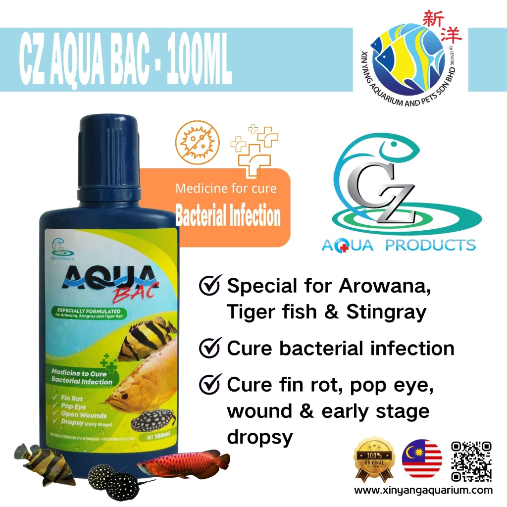 CZ AQUA BAC - 100ML (ANTIBIOTIC FOR FISH) - AROWANA, TIGER FISH ...