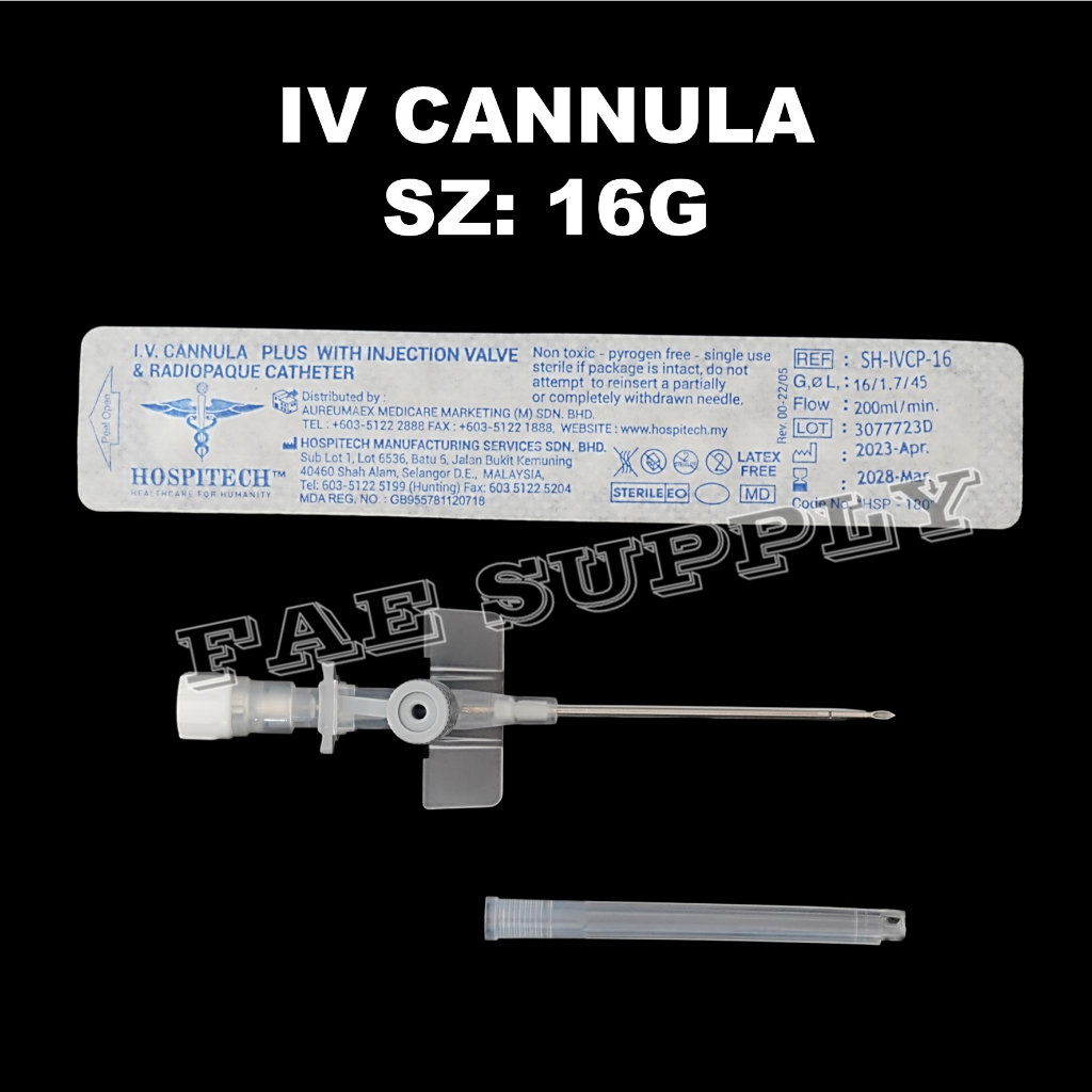 Hospitech IV Cannula Plus With Injection Valve & Radiopaque Catheter 14G 16G 18G 20G 22G 24G ...