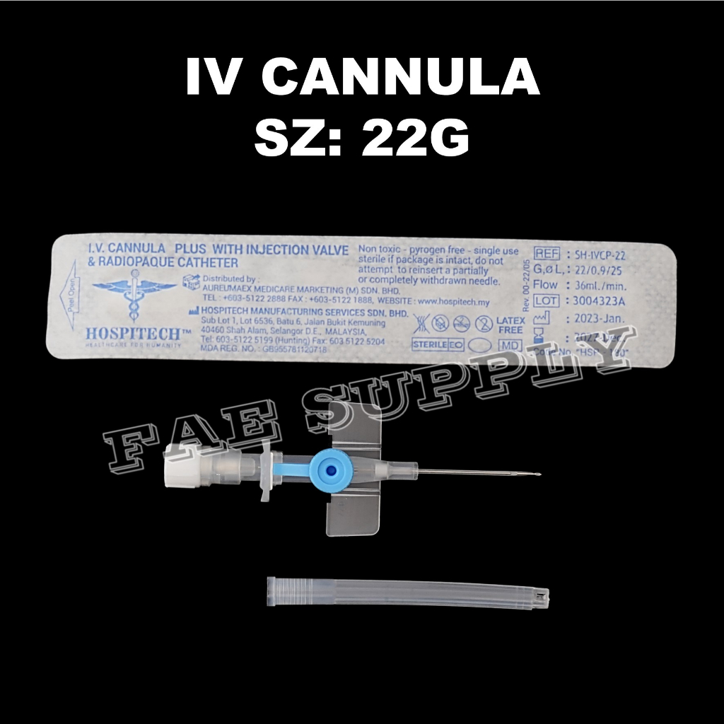 Hospitech IV Cannula Plus With Injection Valve & Radiopaque Catheter 14G 16G 18G 20G 22G 24G ...
