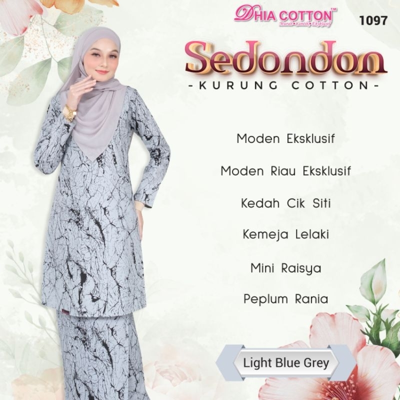 [DHIA] NEW Powder Light Blue Grey - Sedondon |Set 1097| Baju Kurung ...