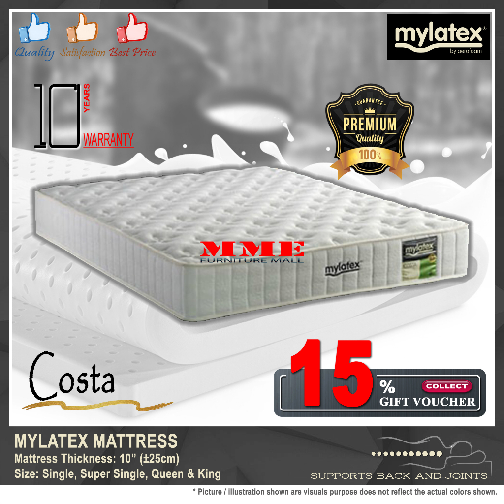 MYLATEX COSTA 10" MATTRESS (SIZE: 3FT / 3½FT / 5FT / 6FT) – BEST PRICE & FREE DELIVERY ...