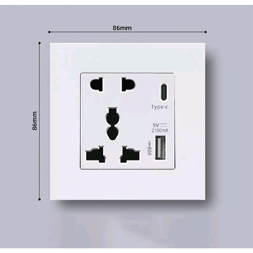 Type C Universal Power Socket 13A With USB UK Wall Type C Interface ...