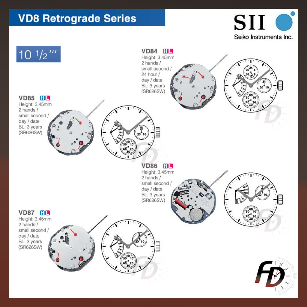 Seiko VD84 / VD85 / VD86 / VD87 SII Watch Machine Movement (Made in ...