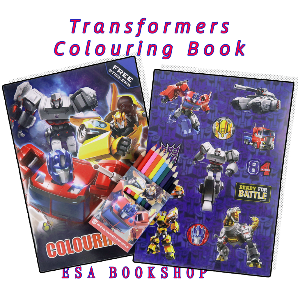 (ESA)Transformers Colouring Book With Sticker & Colour Pencil Set ...