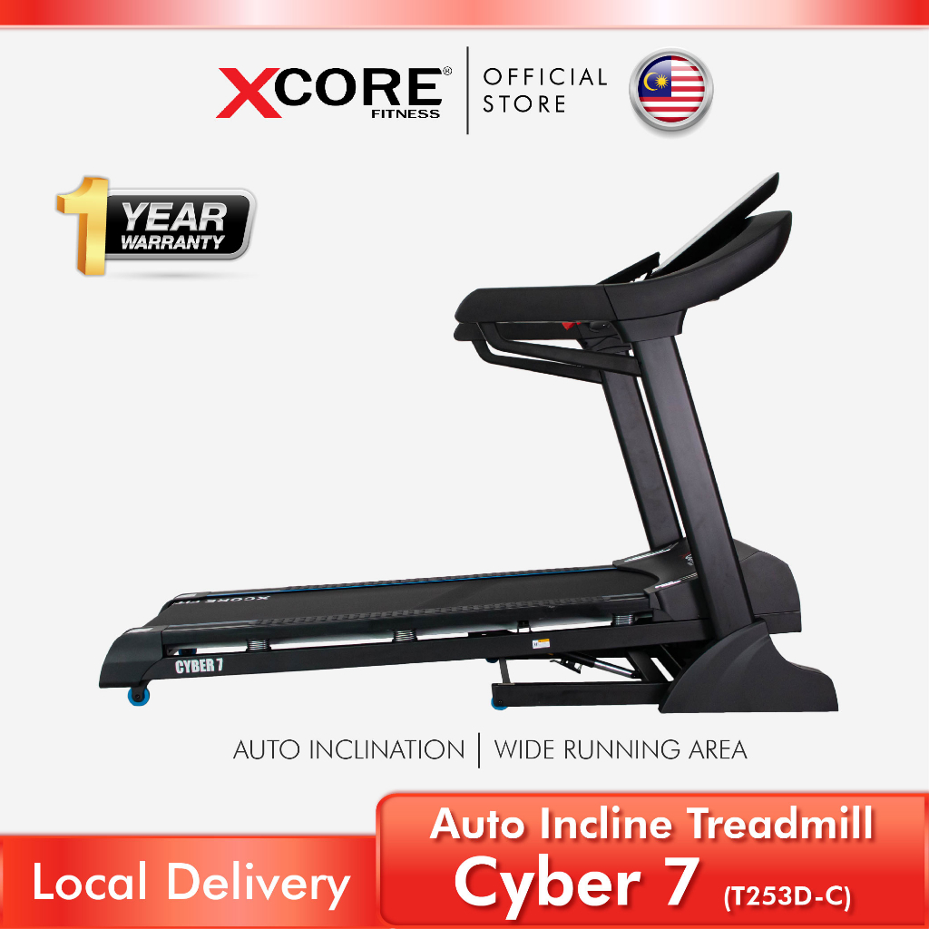 Treadmill Cyber 7 with Auto Inclination and Extra Wide Running Area ...