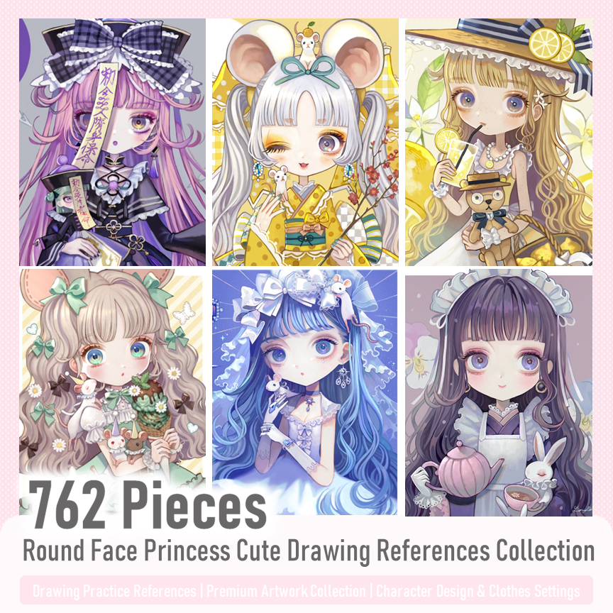 🔥 Drawing References Illustration - Round Face Princess Cute References ...