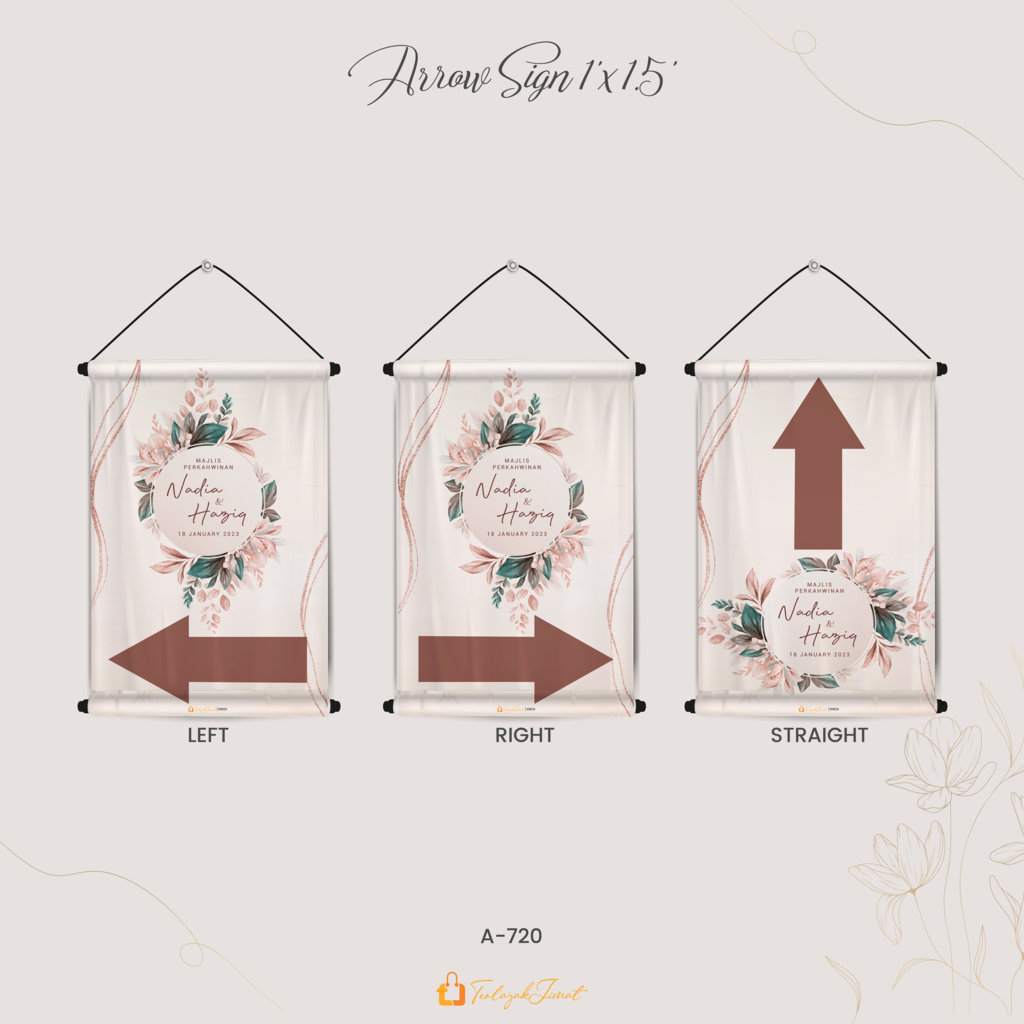 Arrow 1.5 ft x 2 ft Bunting Kahwin 2x5 ft & Banner Kahwin 3x6 ft ...