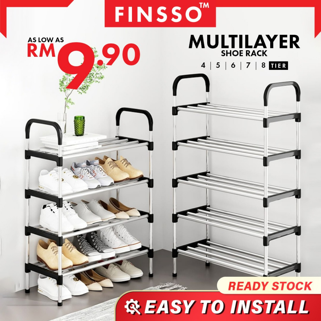 FINSSO : rak kasut Multi Layer Storage Organizer Space Saving Shoe Rack ...