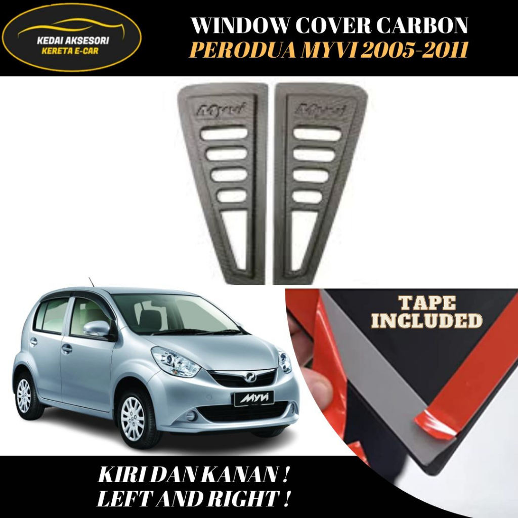 Perodua Myvi 2005-2011 Rear Side 3D Carbon Window Triangle Mirror Cover ...