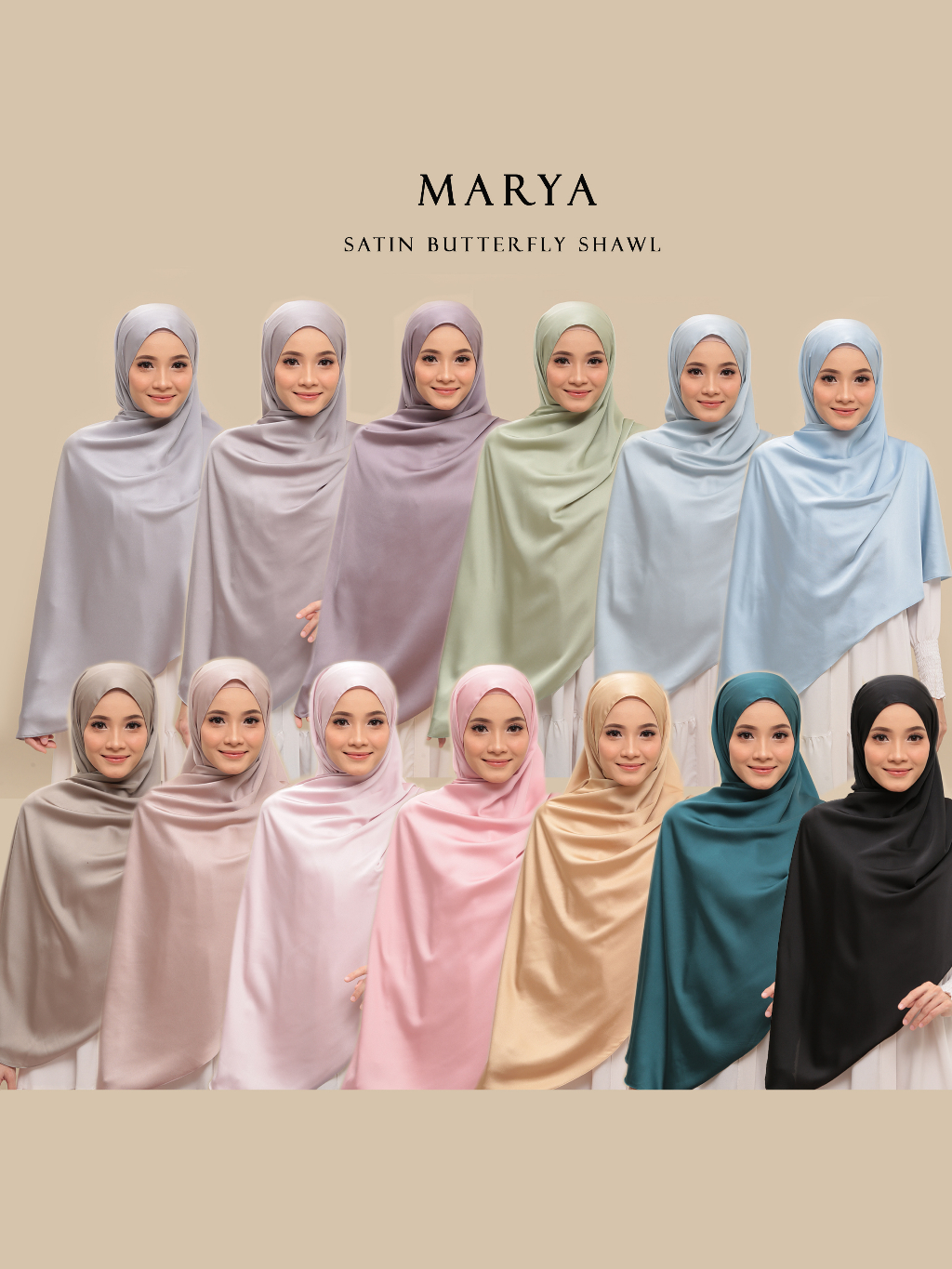 BShawl Satin Shawl Butterfly Labuh Marya Wide Shawl Satin Labuh ...