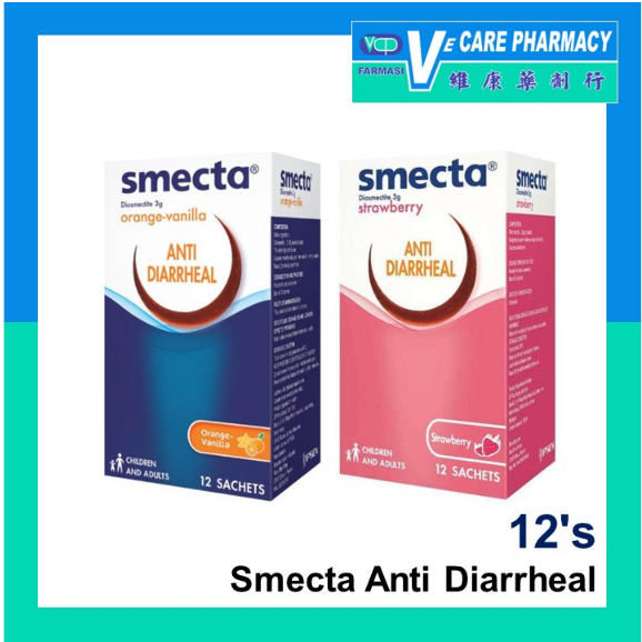 Smecta Anti Diarrheal Orange Vanila / Strawberry Flavour 12 sachets ...