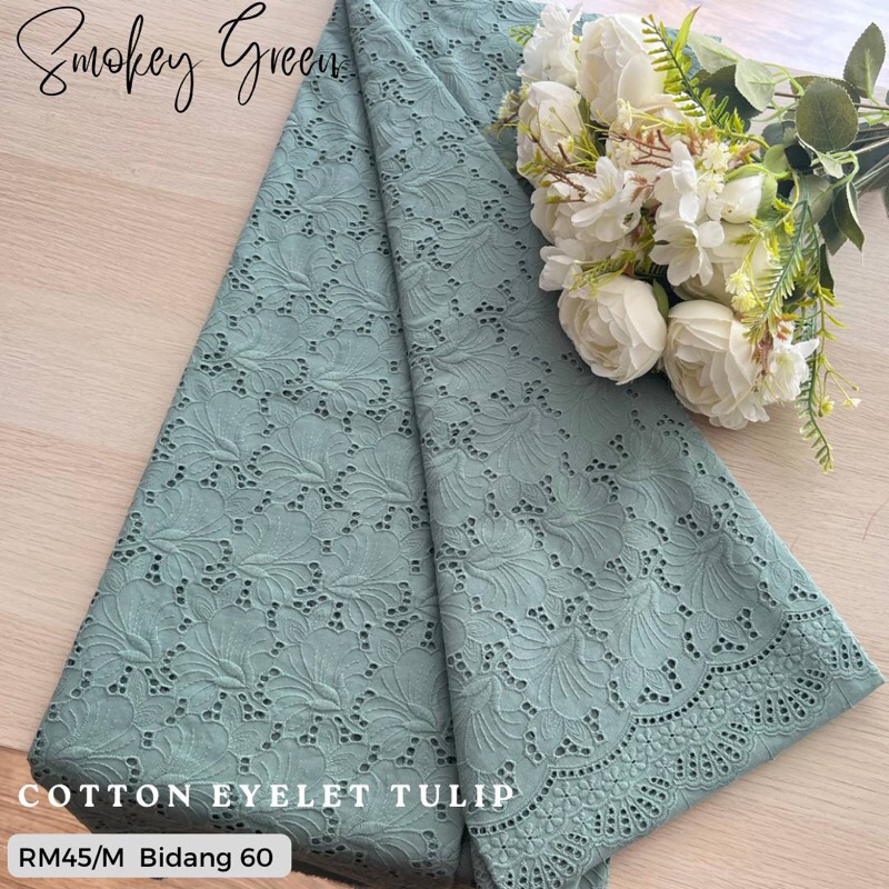 👗 Cotton Eyelet Tulip • Kain cotton • Lace meter•Kain Pasang 👗 | Shopee ...
