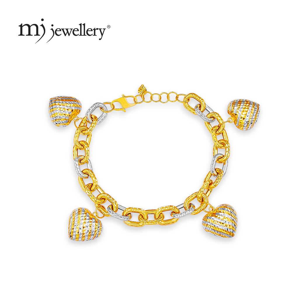 MJ Jewellery 375/9K Gold Sauh Bracelet with Love T99 (L Size) | Shopee ...