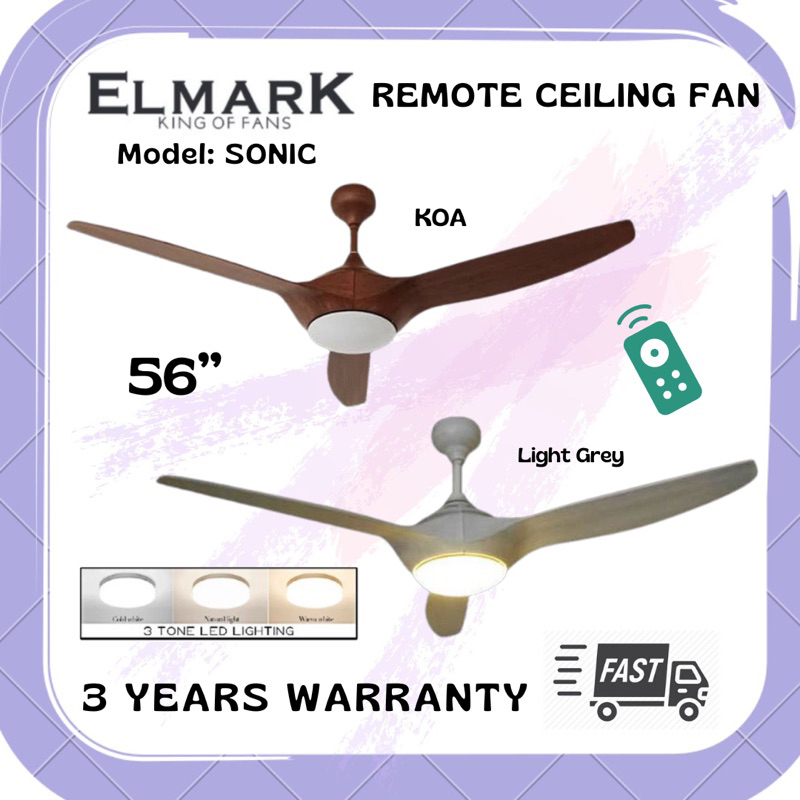NEW ARRIVAL ELMARK SONIC AC FAN 56” WITH 3 TONES LED | Shopee Malaysia