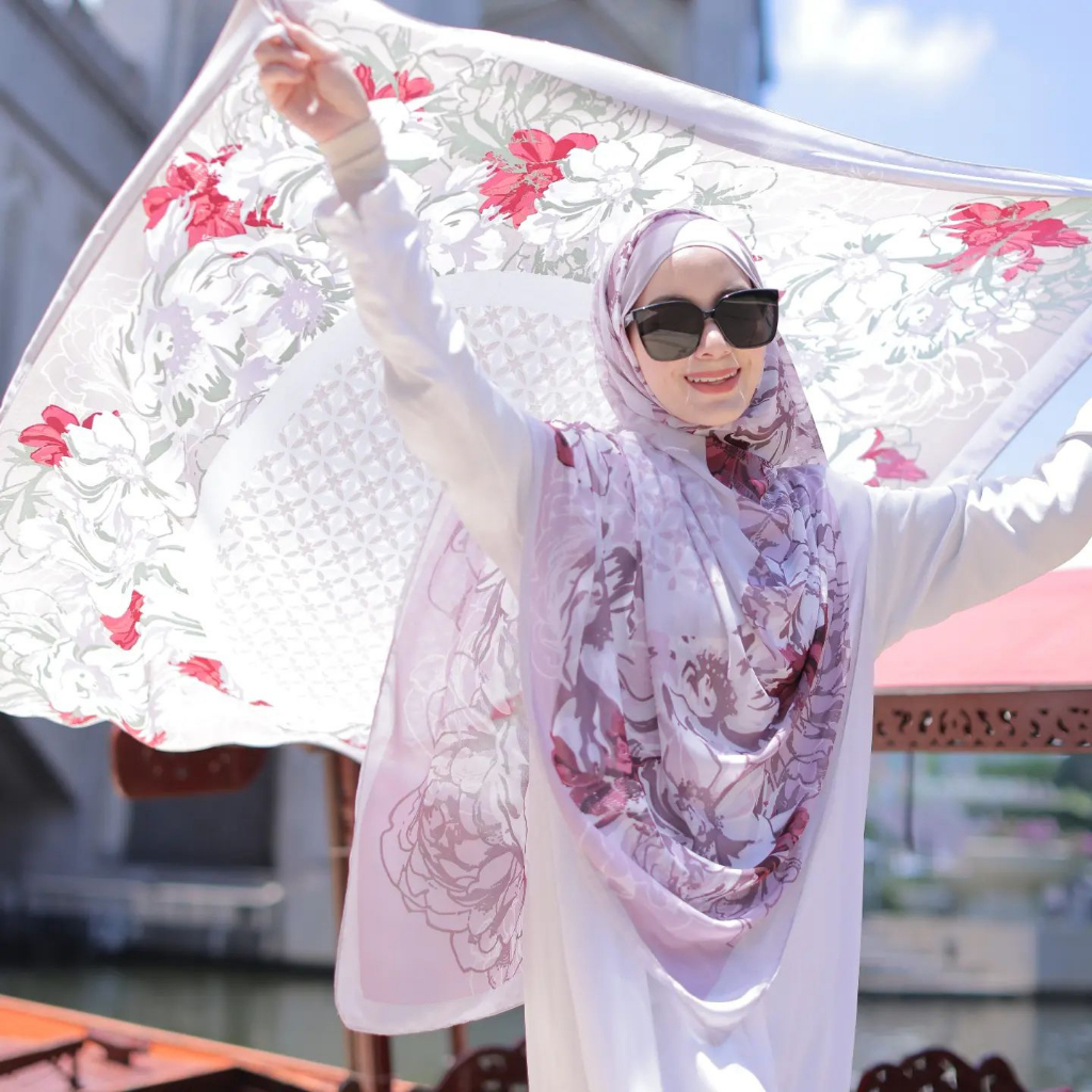 FAST SHIPPING TUDUNG BAWAL CHIFFON VOILE BUNGA BIDANG 50 HIJAB GALERIA ...