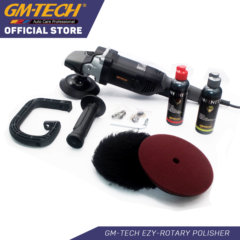 GM-TECH EZY ROTARY Polisher 1650W 5" 125mm Set Heavy Duty Professional DIY Car Polisher with ...