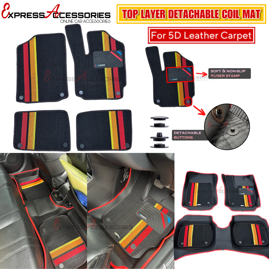 Top Layer Detachable Coil Mat for 5D Car Carpet Ativa/Axia/Viva/Myvi ...