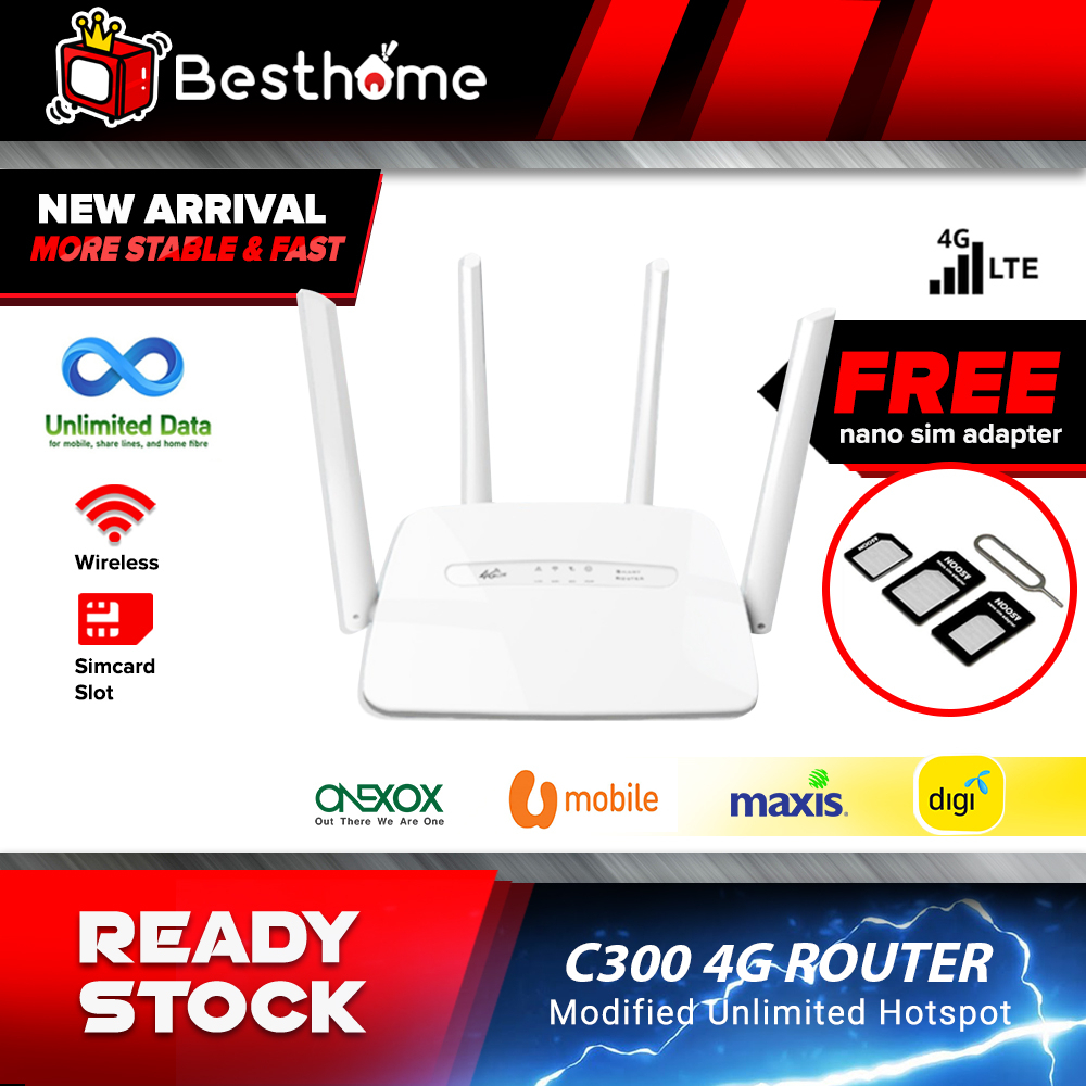 🇲🇾2021 New Router C300 Modified Unlimited Hotspot 4G LTE Modem Router ...