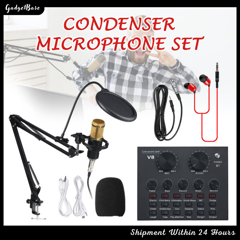 DPS Mixer Live Sound Card with Bluetooth, 16 Sound + 9 Knobs + Microphone Full Set for Live ...