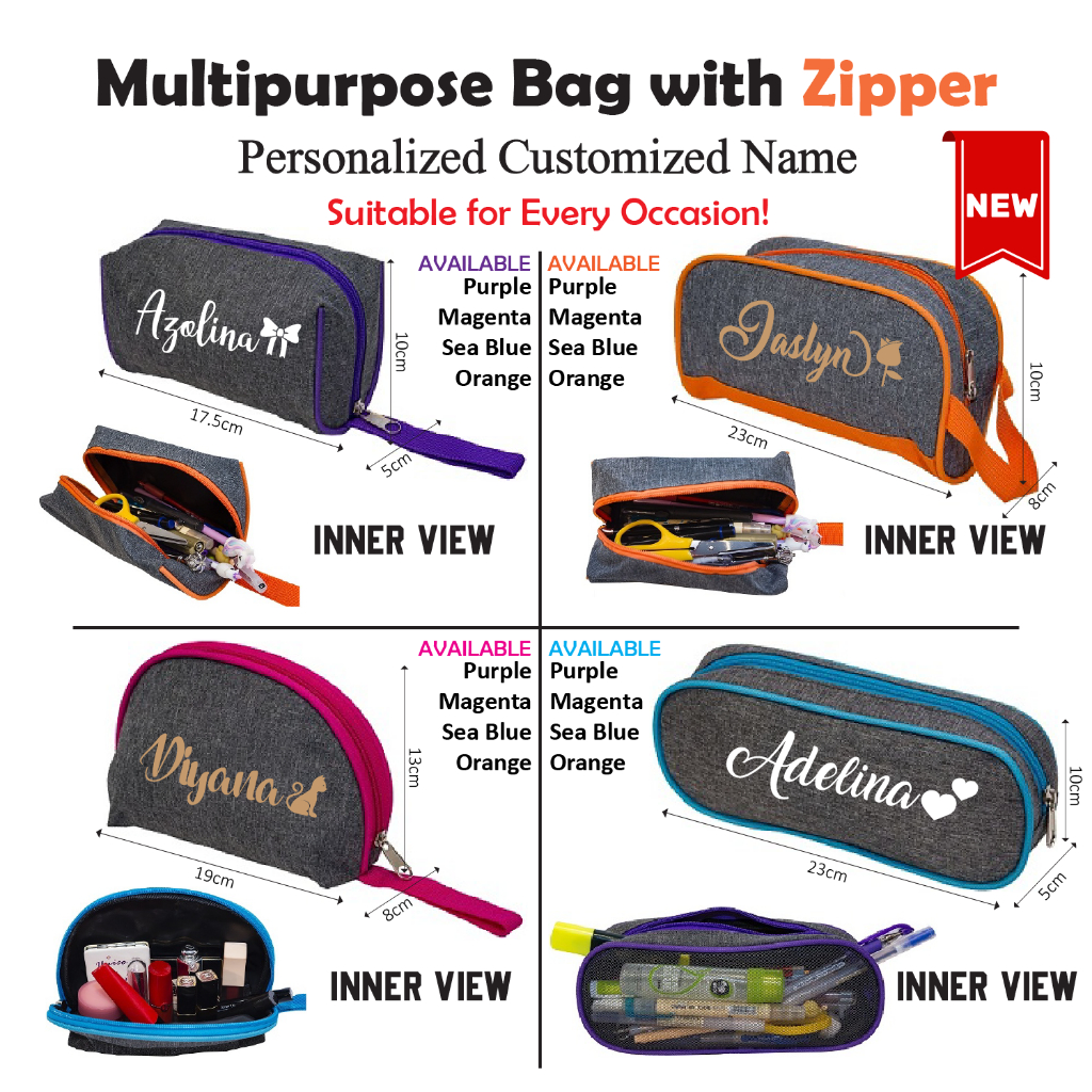 MSH Personalized Customized Name Zipped Multipurposed Bag Pencil Case ...