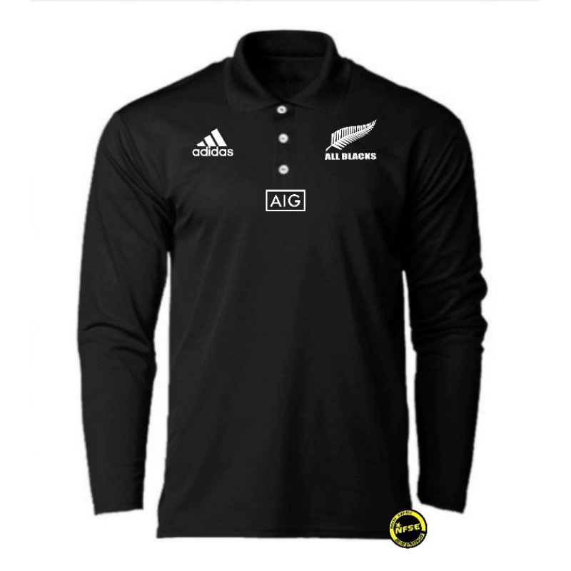 All Black Travel Jersey DX1 | Rugby long sleeve Polo | Baju Berkolar ...