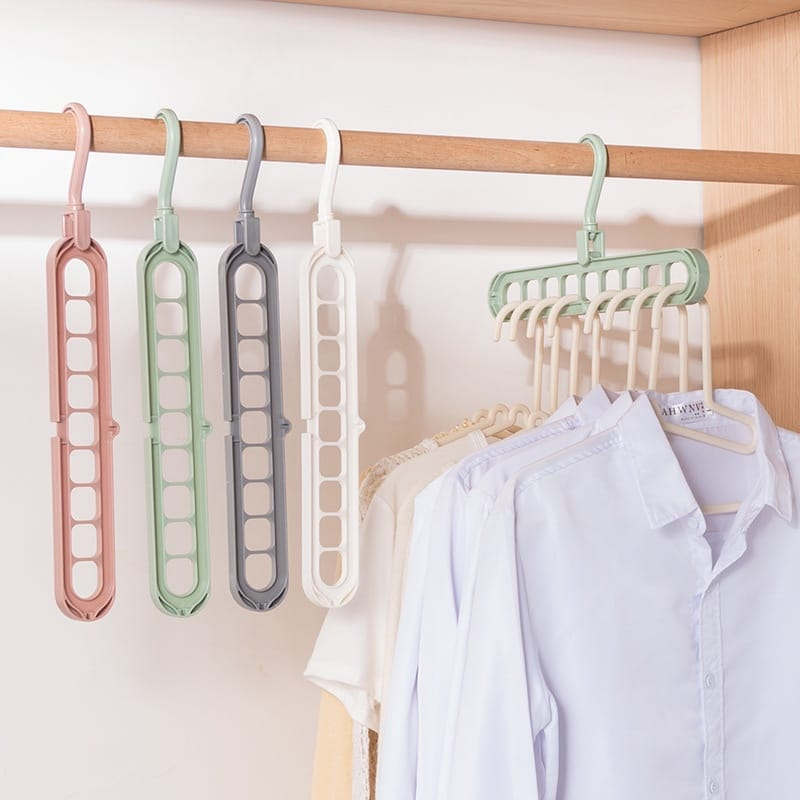 9 Hole Rotating Multi-function Clothes Hanger Folding Magic Wardrobe ...