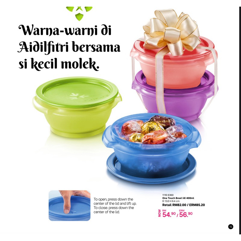 Tupperware One Touch Bowls 400ml (4pcs) | Shopee Malaysia