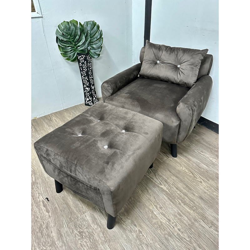 VC SINGLE DIAMOND VELVET SOFA 1SEATER ARM CHAIR ADULT SOFA+STOOL SET ...