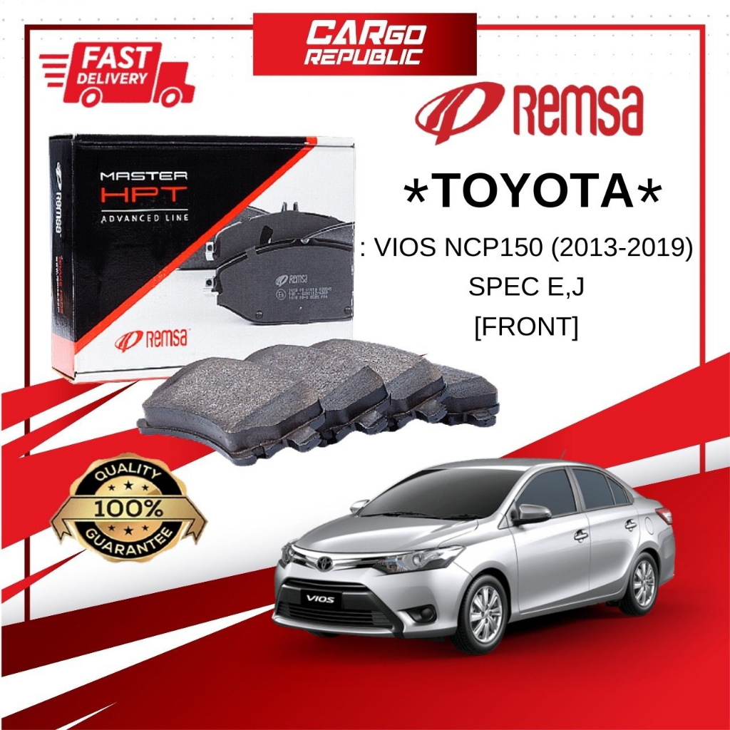 Remsa Brake Pad Toyota Vios NCP150 (2013-2019) Spec E , J Front (Depan ...