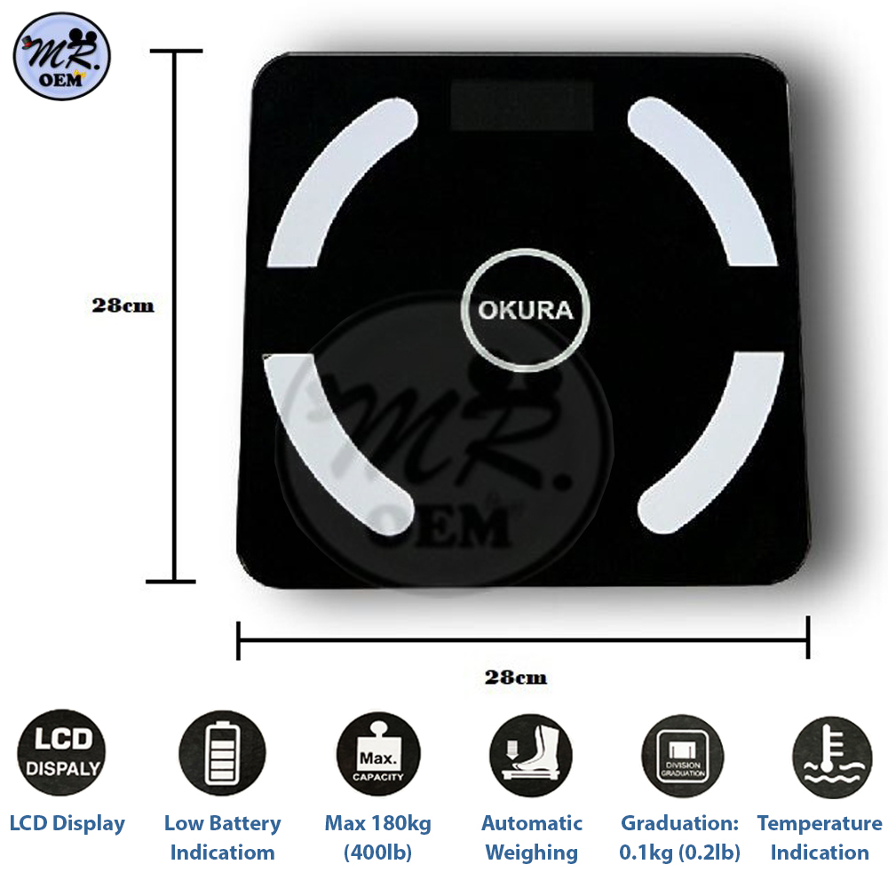 MR OEM Digital Body Fat Scale Smart Bluetooth Wireless Tempered Glass ...