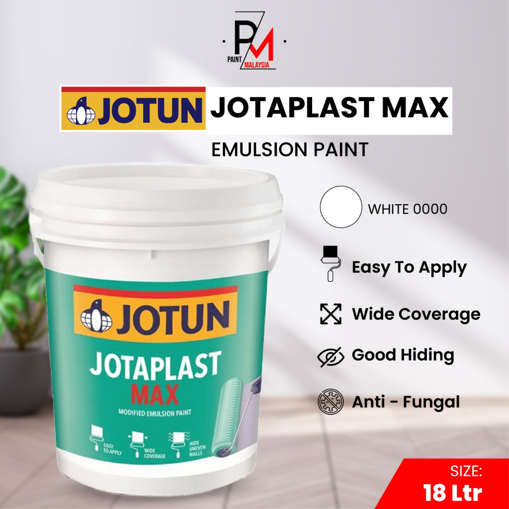 18L JOTUN JOTAPLAST MAX White 0000 Interior Emulsion Paint Home Wall ...