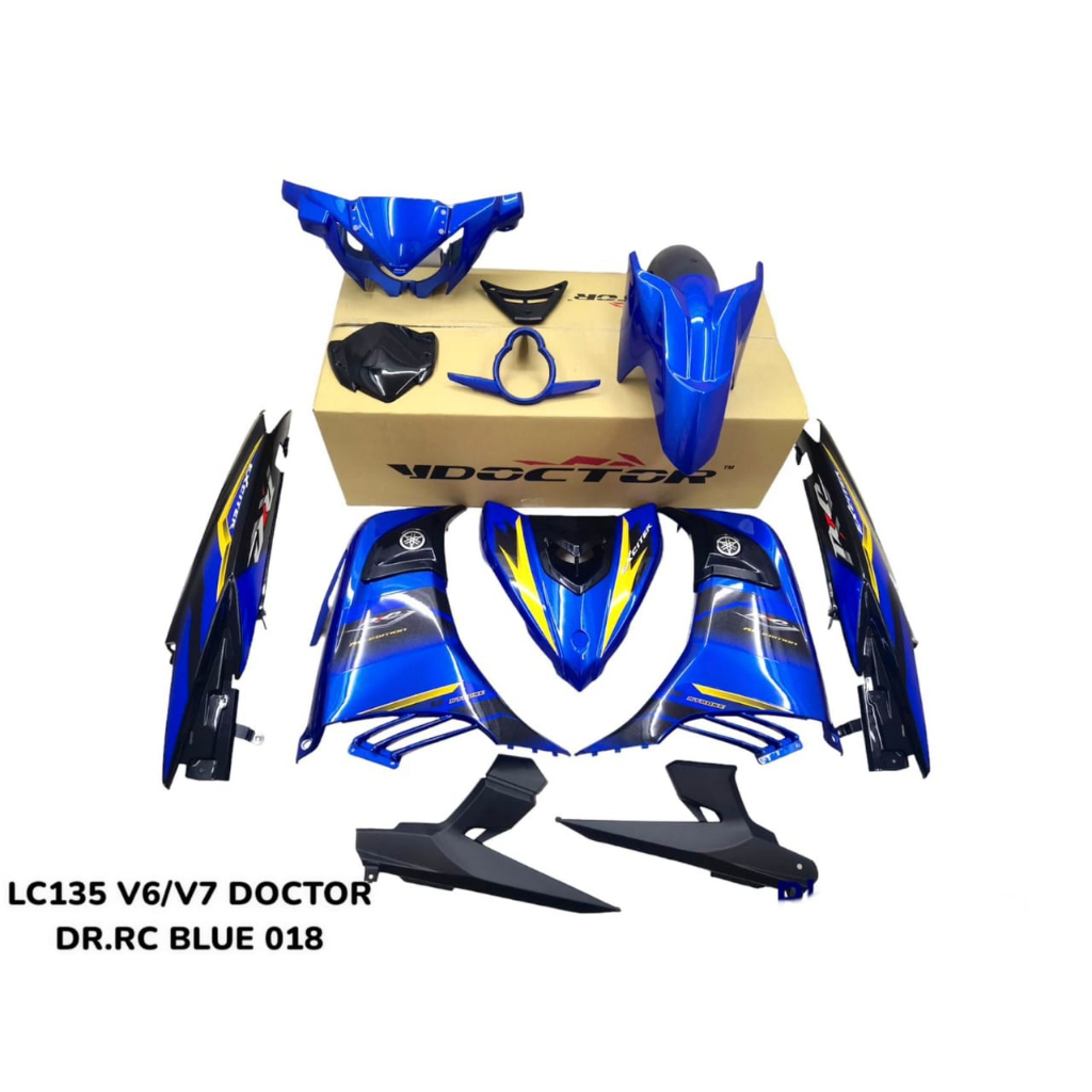 COVERSET BODYSET YAMAHA LC LC135 V6 V7 DR EXCITER RC BLUE BIRU STRIPE ...
