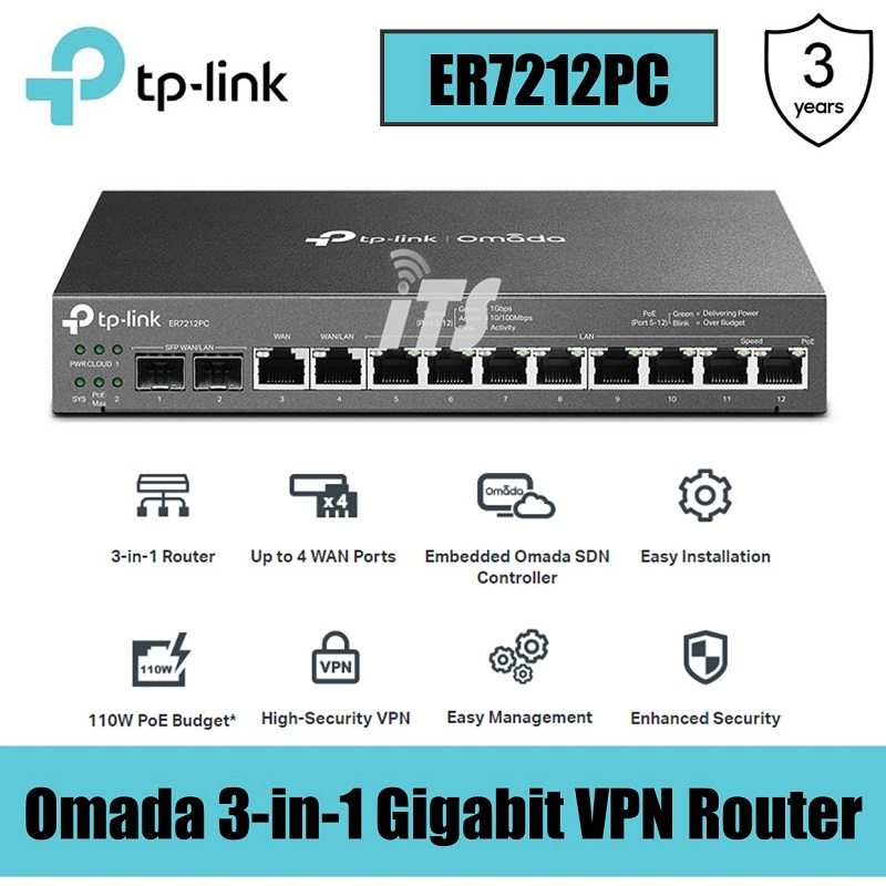 TP-Link Omada 3-in-1 Gigabit VPN Router (ER7212PC) | Shopee Malaysia