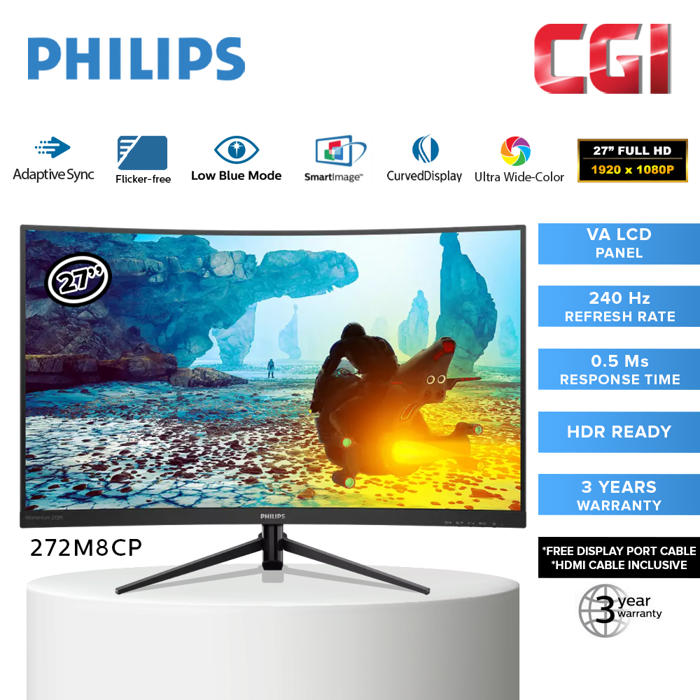 Philips 240Hz 0.5Ms HDR VA FHD Adaptive Sync Curved LCD Monitor (27 ...