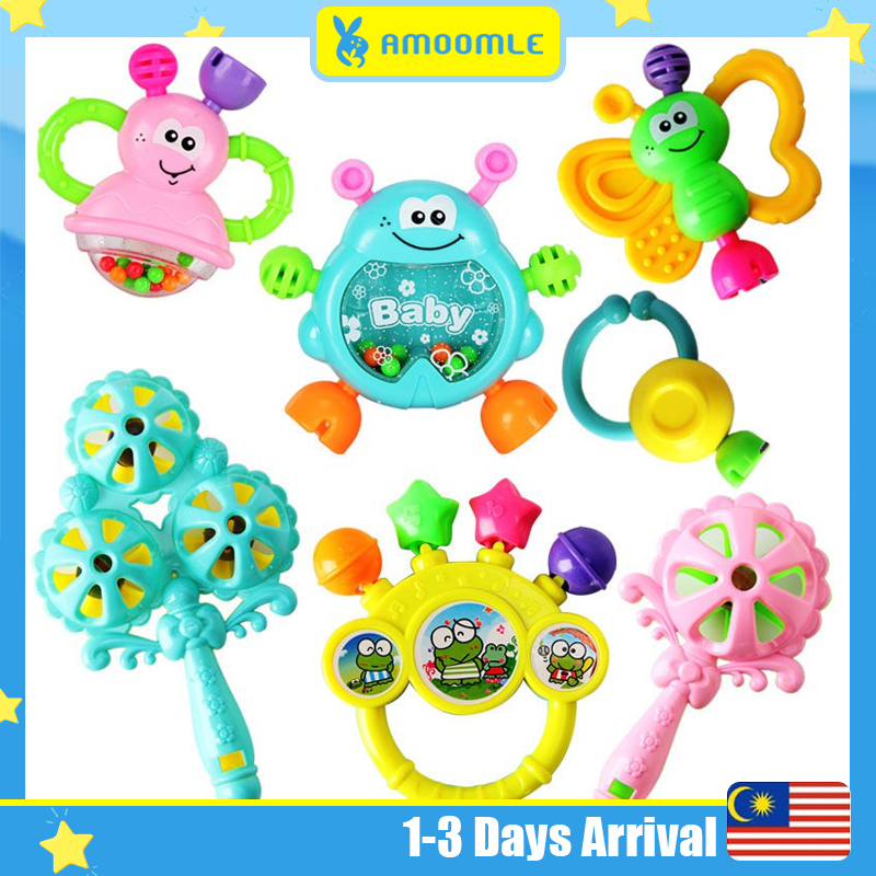 7Pcs Newborn Toddler Baby Shaking Bell Rattles Teether Toys Kids Hand ...