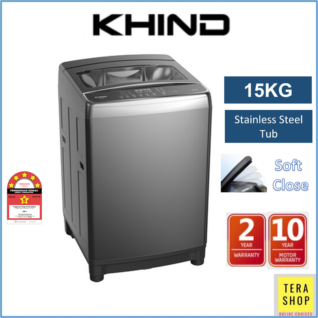 Khind WM150A 15KG Inverter Fully Auto Washing Machine Mesin Basuh ...