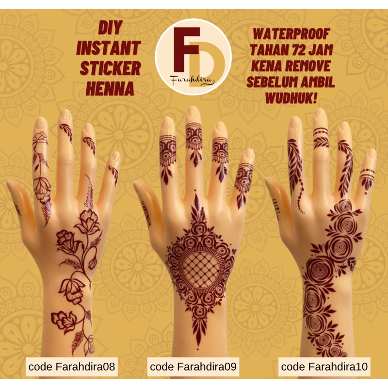 DIY INSTANT STICKER HENNA-WATERPROOF-tahan sehingga 72jam | Shopee Malaysia