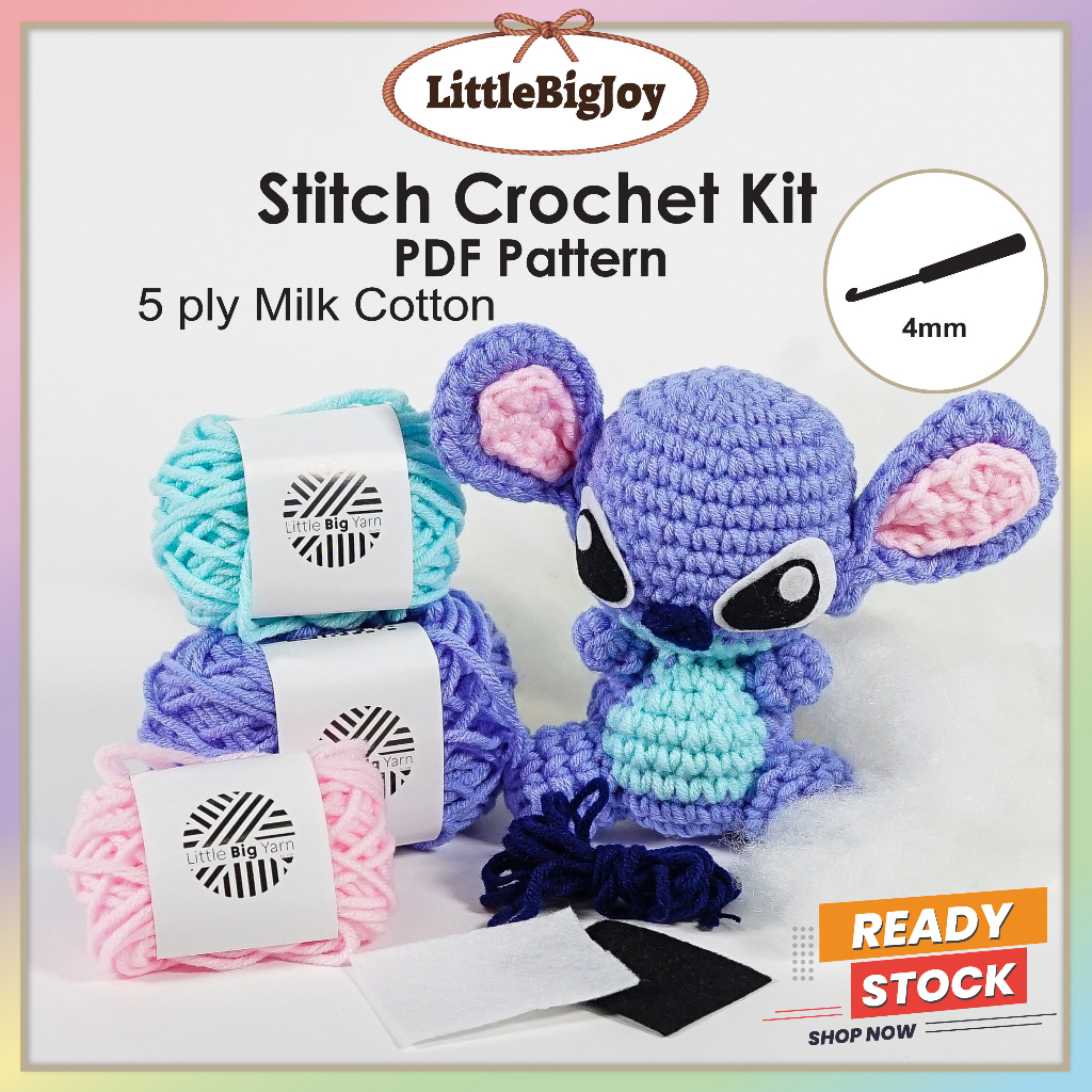 Crochet Amigurumi Stitch Kit Material Package Dolls Keychains Benang ...