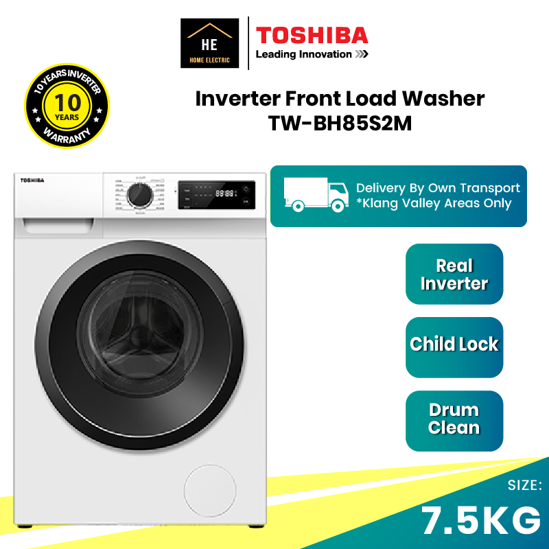 TOSHIBA 7.5KG / 8.5KG / 9.5KG TW-BH85S2M TW-BH105S2M INVERTER FRONT LOAD WASHING MACHINE Washer ...
