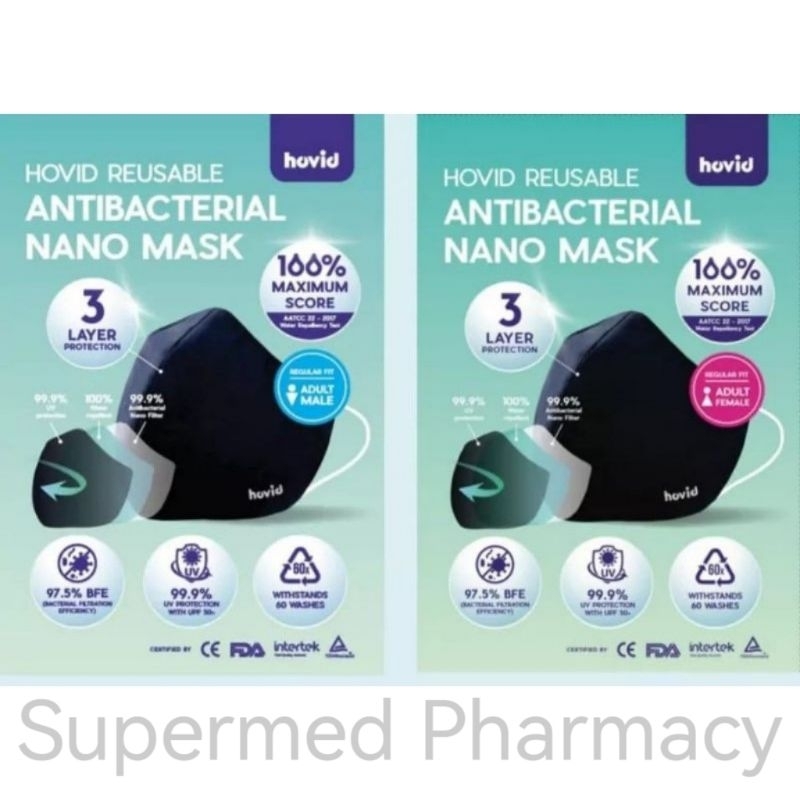 Hovid Reusable Antibacterial Nano Mask Adult 1's (Male/Female) | Shopee ...