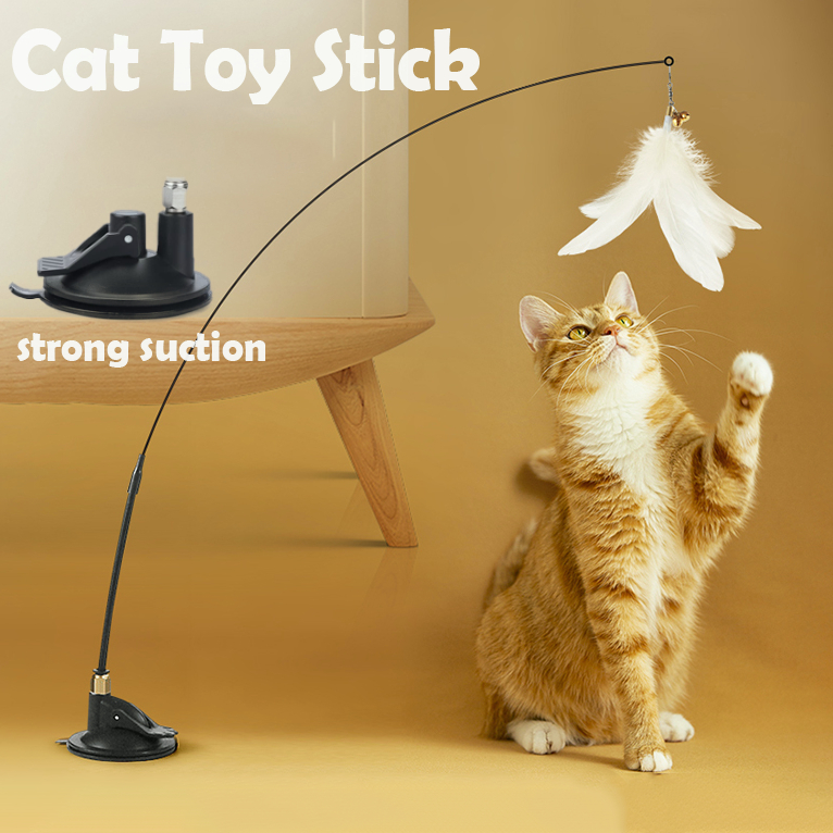 Cat Toy Stick Cat Toy Teaser Cats Teaser Feather Stick Toy With Suction ...