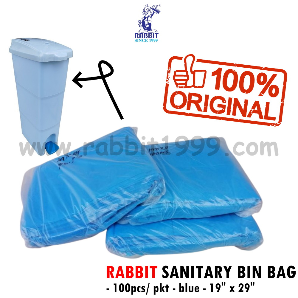 RABBIT SANITARY BIN BAG - Blue Sanitary Bin Plastic Garbage 19 x 29 ...