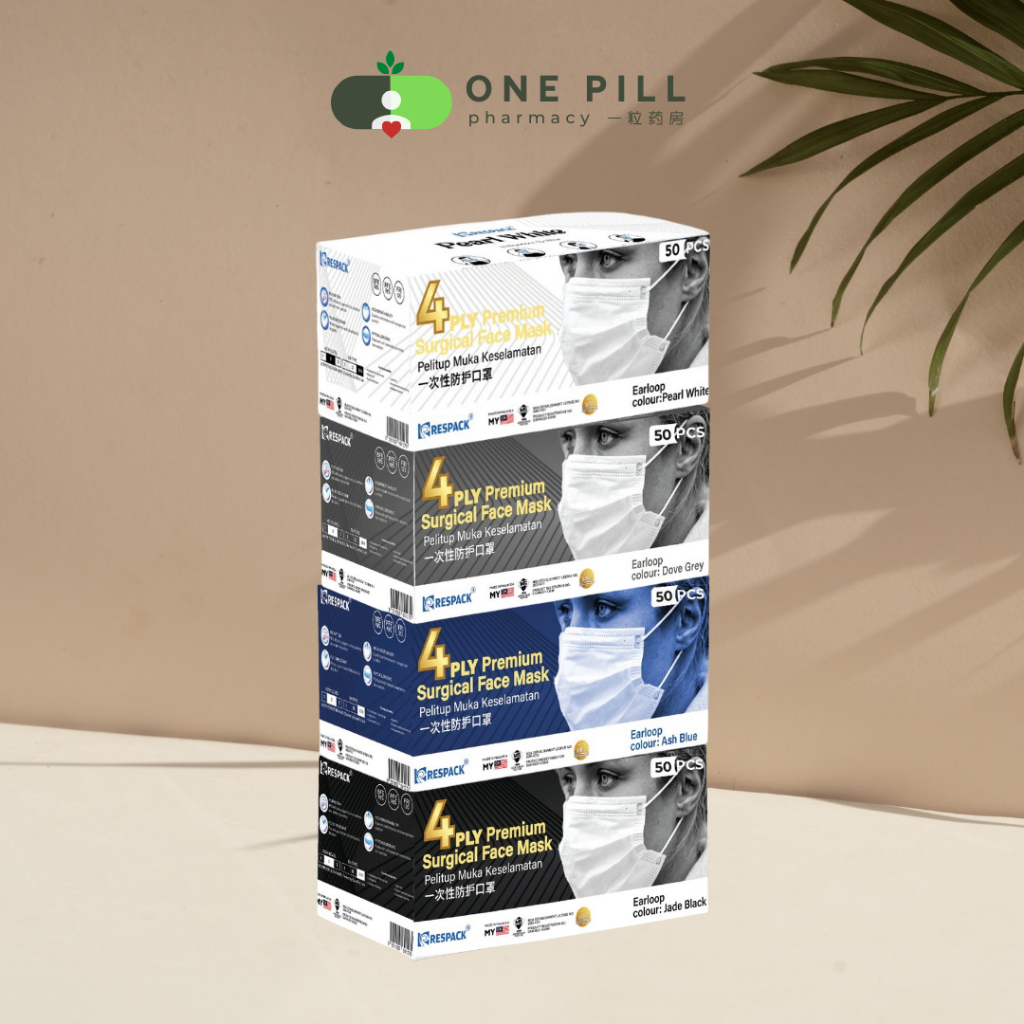 Respack 4PLY Premium Surgical Face Mask Pearl White/ Dove Grey/ Ash ...